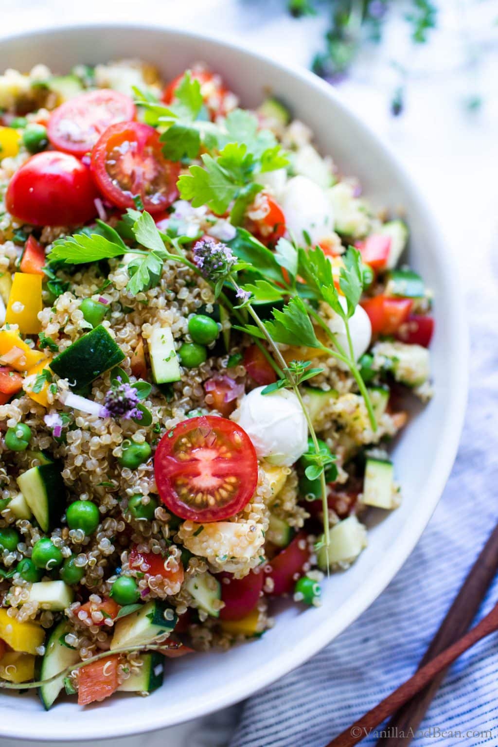Summer Quinoa Vegetable Salad with Fresh Mozzarella | Vanilla And Bean