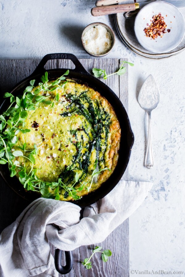 Broccoli Rabe Frittata with Pesto Ricotta