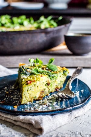 Broccoli Rabe Frittata with Pesto Ricotta