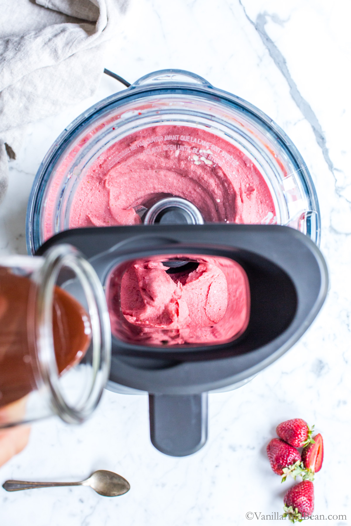 Strawberry Nice Cream with Chocolate Chips | Vanilla And Bean