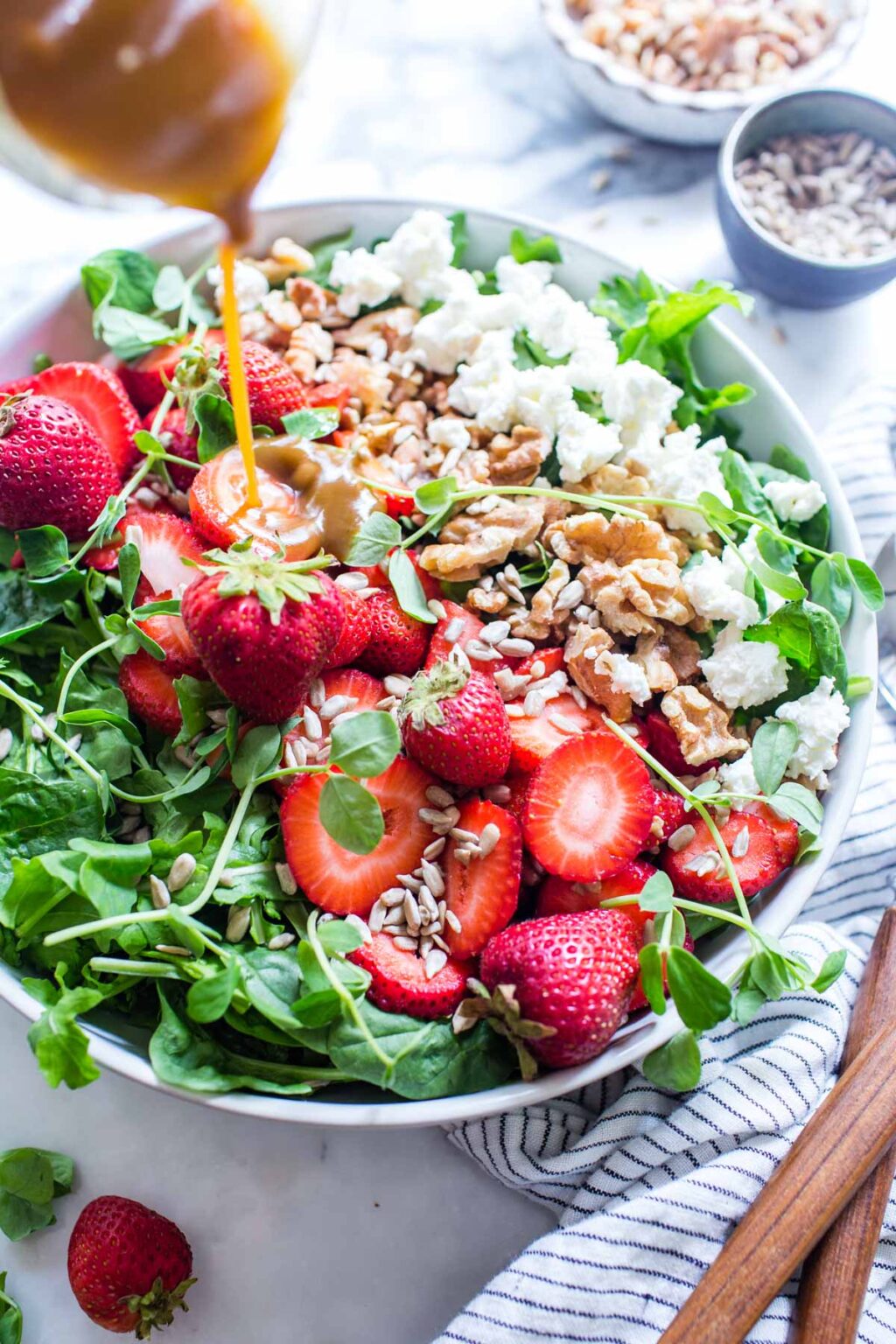 Simple Strawberry Goat Cheese Salad w/ Balsamic Vinaigrette
