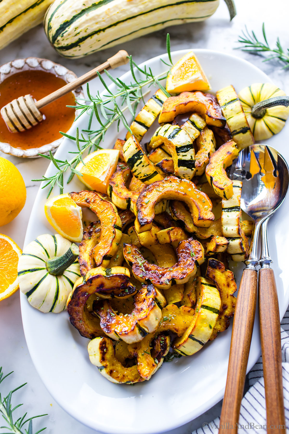 Butter Roasted Delicata Squash with Honey Orange Glaze