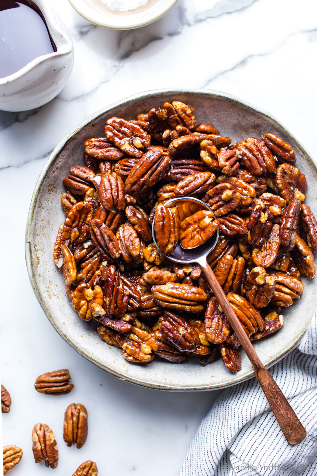 Oven Baked Candied Maple Pecans