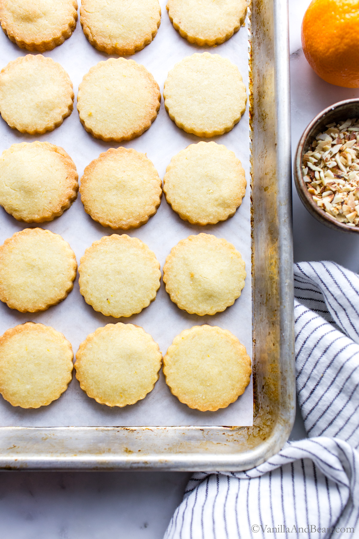 Almond Shortbread Cookies with Orange (roll. cut. bake.)